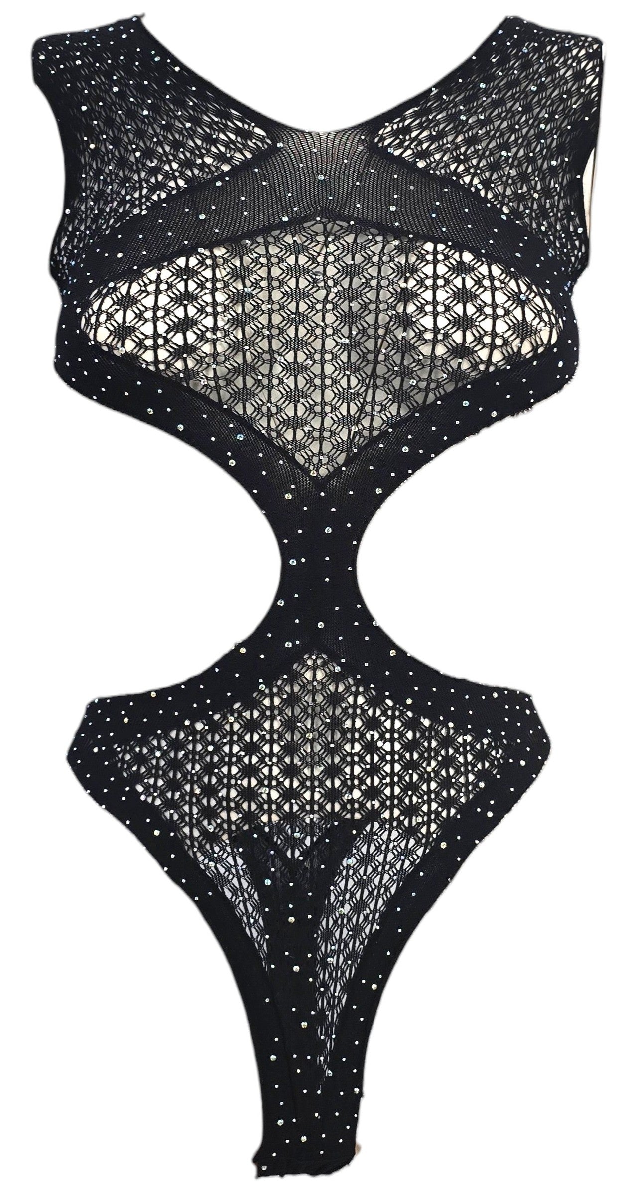 Body con strass in rete